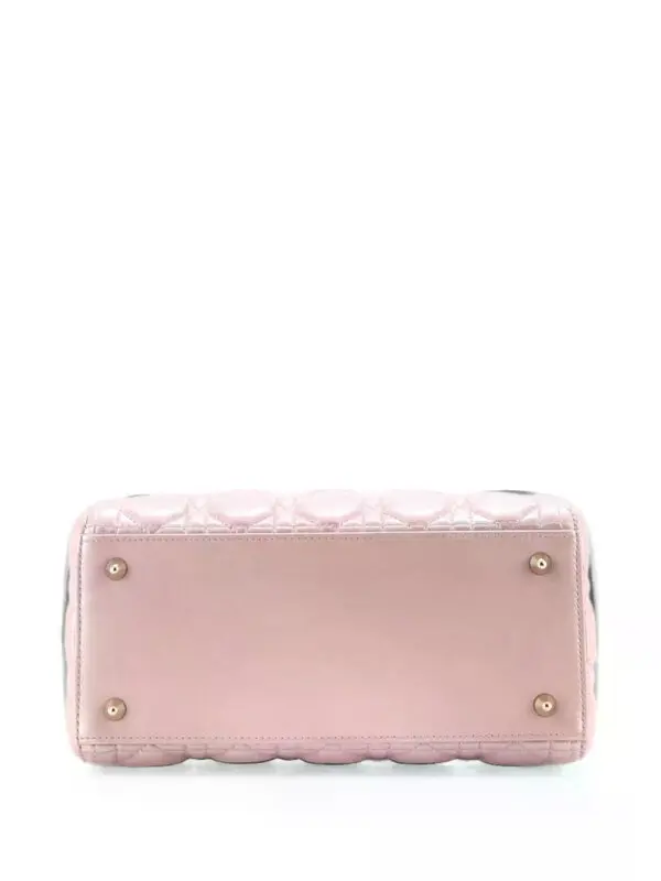 Dior Lady Bag Cannage Quilt Metallic Leather Medium Satchel - Pink