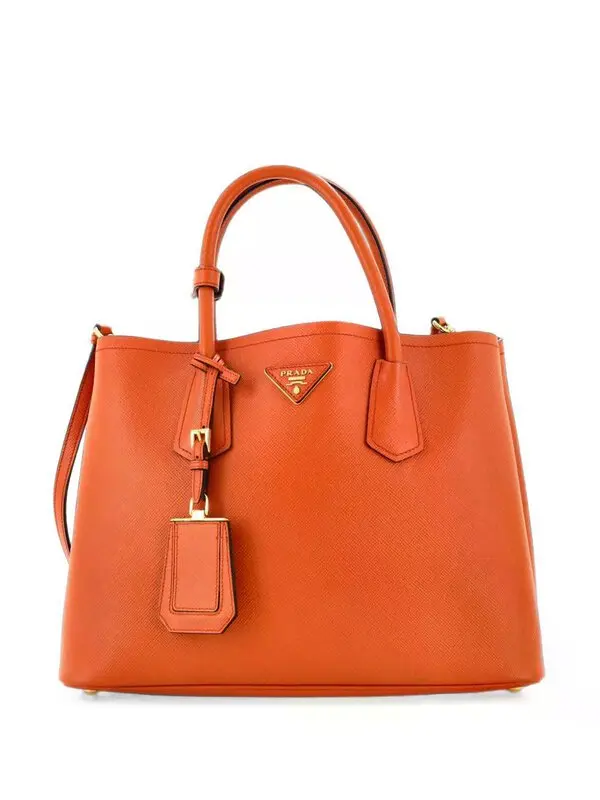Prada Cuir Double Saffiano Leather Medium Tote Bag - Orange