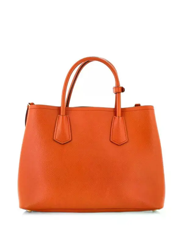 Prada Cuir Double Saffiano Leather Medium Tote Bag - Orange