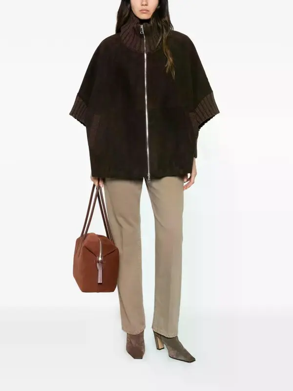 THE JACKIE LEATHERS Adele Ribbed-knit Suede Jacket