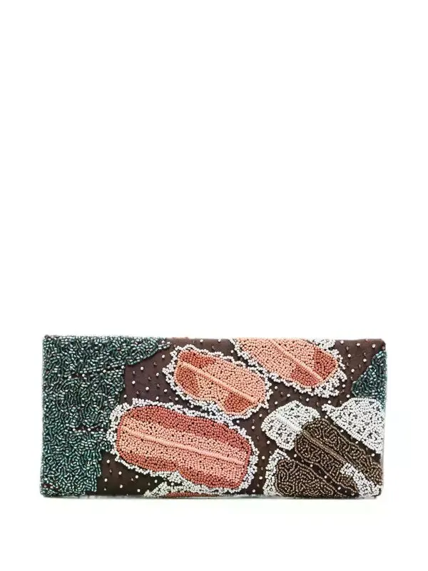Staud Bead-embellished Butterfly-pattern Clutch Bag - Brown