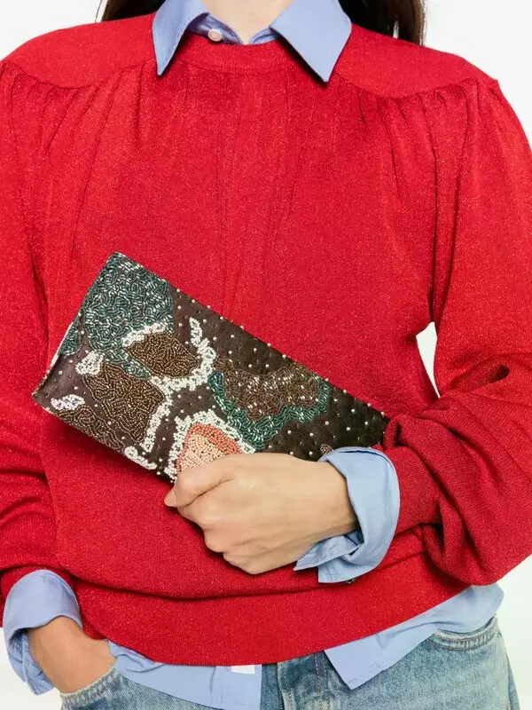 Staud Bead-embellished Butterfly-pattern Clutch Bag
