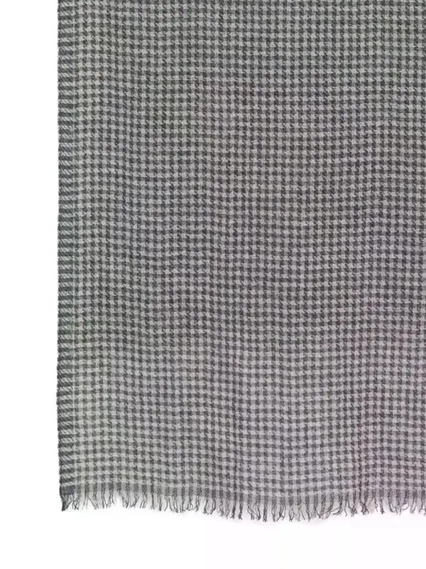 Canali Houndstooth-pattern Fringed Scarf
