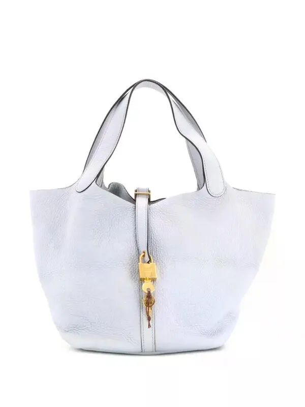 Hermès Picotin Lock Bag Clemence Mm Bucket Bag - Blue