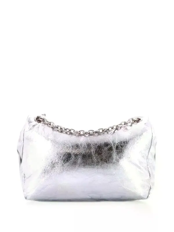 Balenciaga Monaco Chain Flap Leather Mini Shoulder Bag - Silver