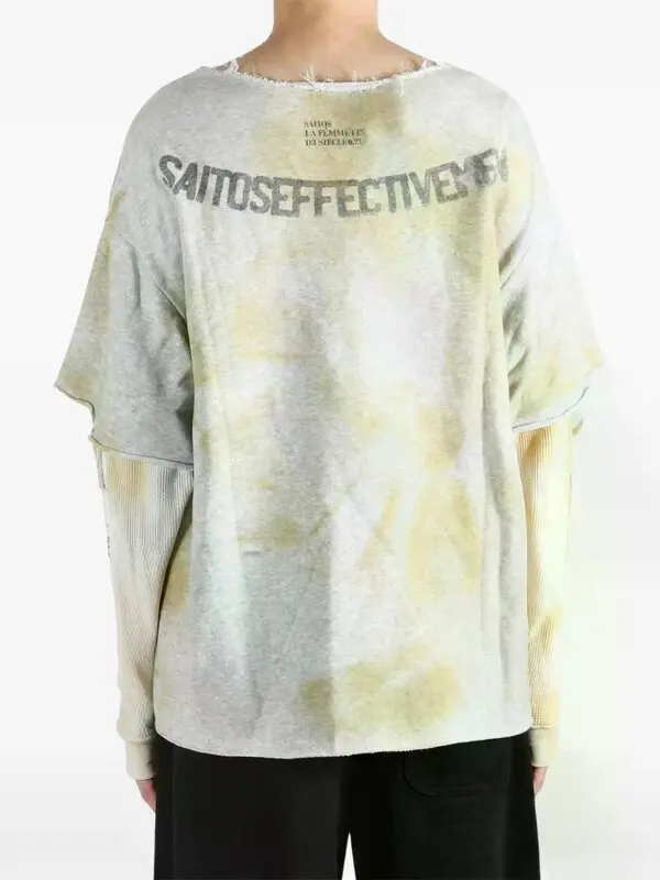 SAITOS Graphic-print Distressed-finish Sweatshirt