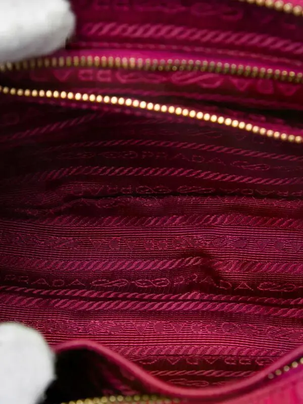 Prada 2000-2013 Saffiano Trimmed Tessuto Chain Crossbody Bag