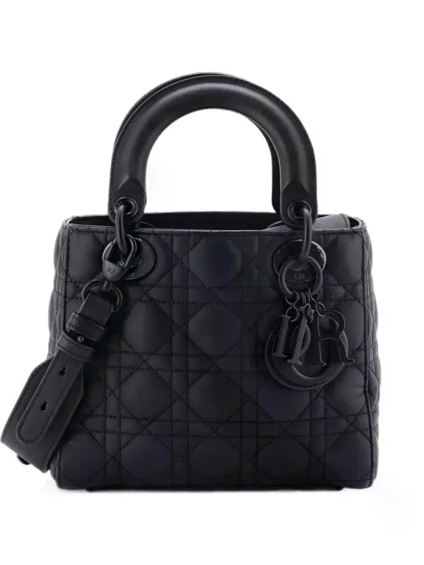 Dior Ultra Matte My Abcdior Lady Bag Cannage Quilt Calfskin Shoulder Bag - Black