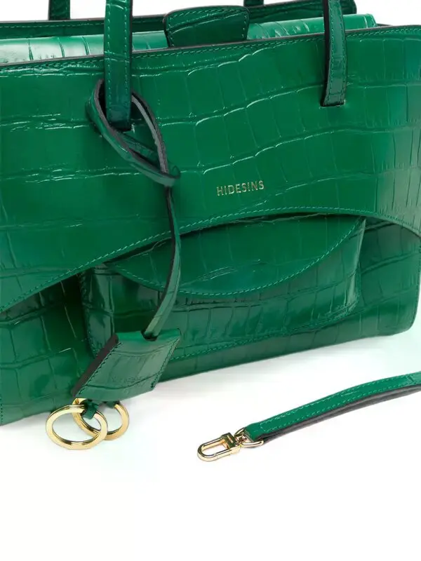 HIDESINS Croc-effect Leather Shoulder Bag - Green