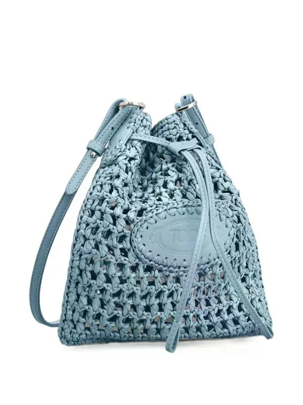 TOD'S Raffia & Leather Bucket Bag Mini