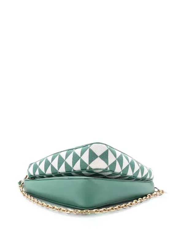Prada Double Symbole Triangle Bag Leather And Jacquard Mini Shoulder Bag