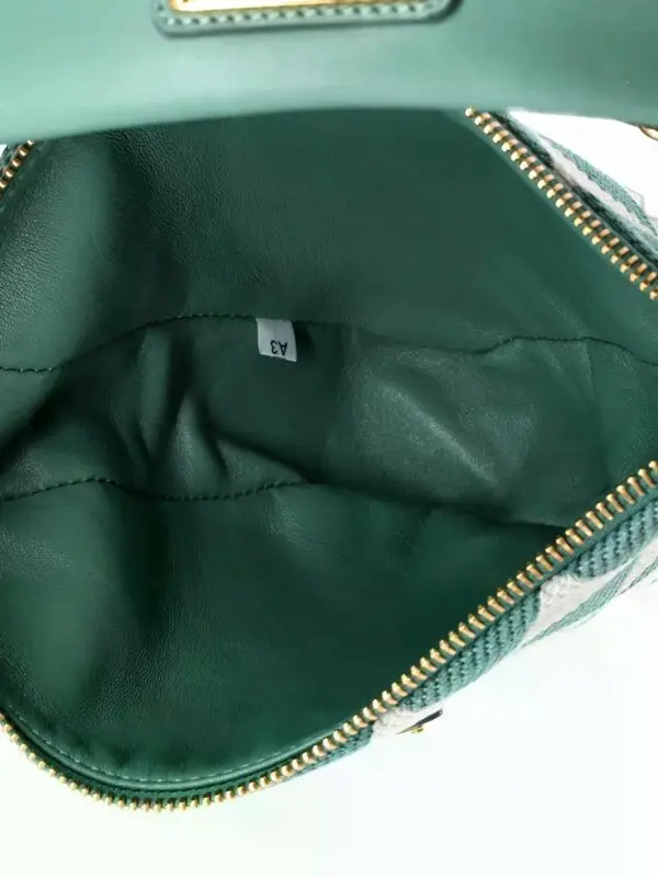 Prada Double Symbole Triangle Bag Leather And Jacquard Mini Shoulder Bag - Green