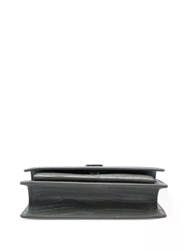 Saint Laurent 2017 Mini Croc Embossed Leather Monogram Sunset Wallet On Chain Crossbody Bag