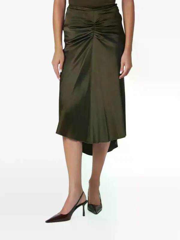 Victoria Beckham Bela Ruched-detail Midi Skirt - Green