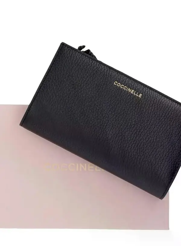COCCINELLE Logo-lettering Pebbled-leather Wallet