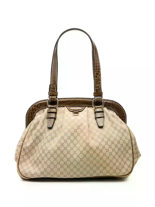 Celine 2008 Macadam Canvas Tassel Frame Satchel