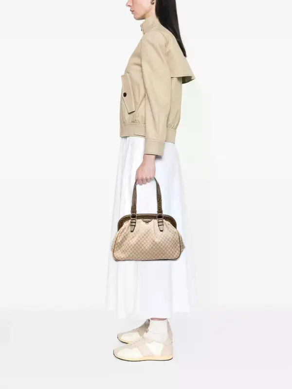 Celine 2008 Macadam Canvas Tassel Frame Satchel