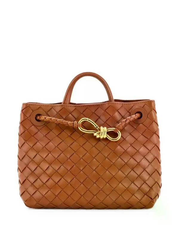 Bottega Veneta Andiamo Top Handle Bag Intrecciato Nappa Small Satchel - Brown