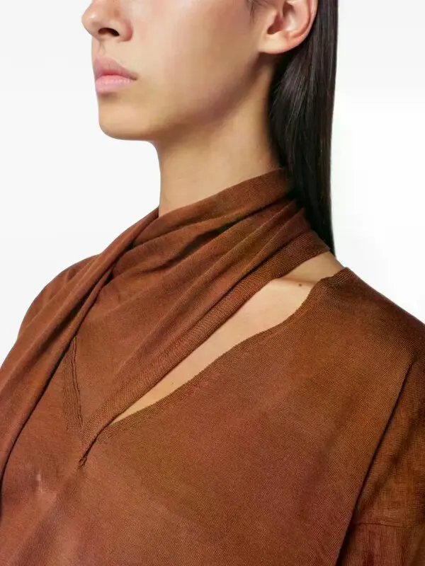 ROBERTO COLLINA V-neck Scarf-detail Sweater