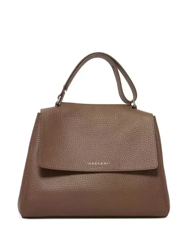 Orciani Sveva Soft Grainy Leather Tote Bag - Brown