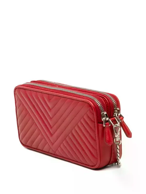 Prada 2013-2026 Mini Soft Calf Impunture Diagramme Double Zip Bag Crossbody Bag