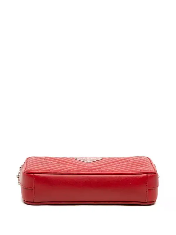 Prada 2013-2026 Mini Soft Calf Impunture Diagramme Double Zip Bag Crossbody Bag