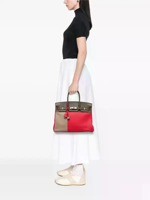 Hermès 2013 Tricolor Clemence And Swift Birkin Cascade Retourne 35 Handbag