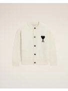 AMI Paris Crewneck Cardigan With Contrasted De Coeur - Multicolor