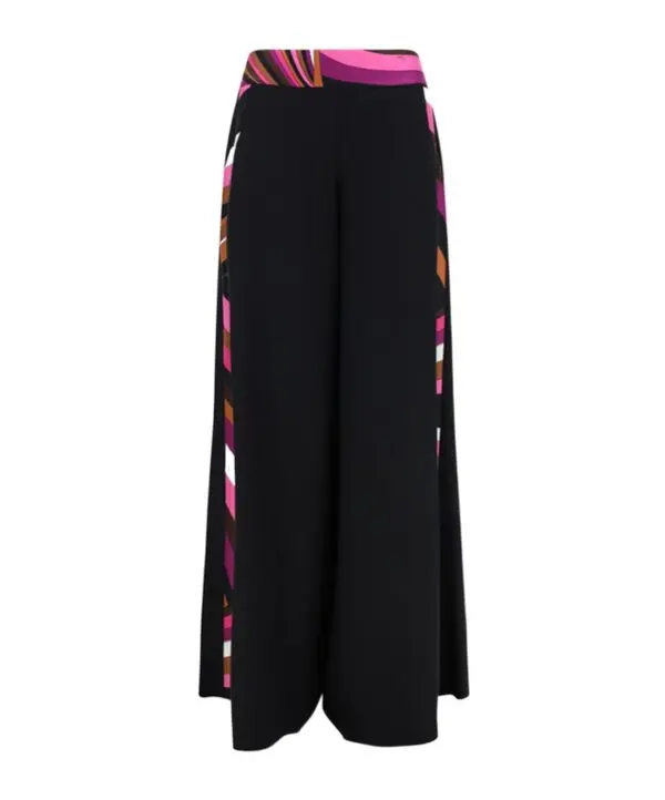 Emilio Pucci Iride-printed Trim Wide-leg Palazzo Trousers