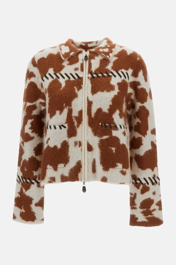 Guest In Residence Grizzly Cowhide Cashmere Knit Jacket - Multicolor