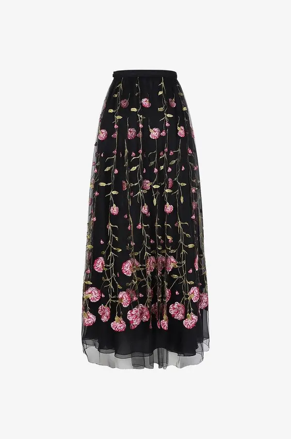 Giambattista Valli Carnation-embroidered Long Skirt