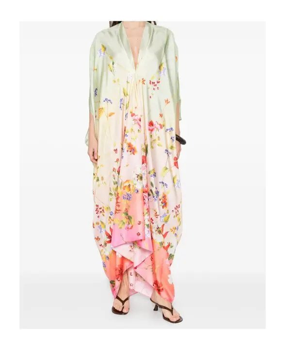 Roberto Cavalli Floral V-neck Maxi Kaftan