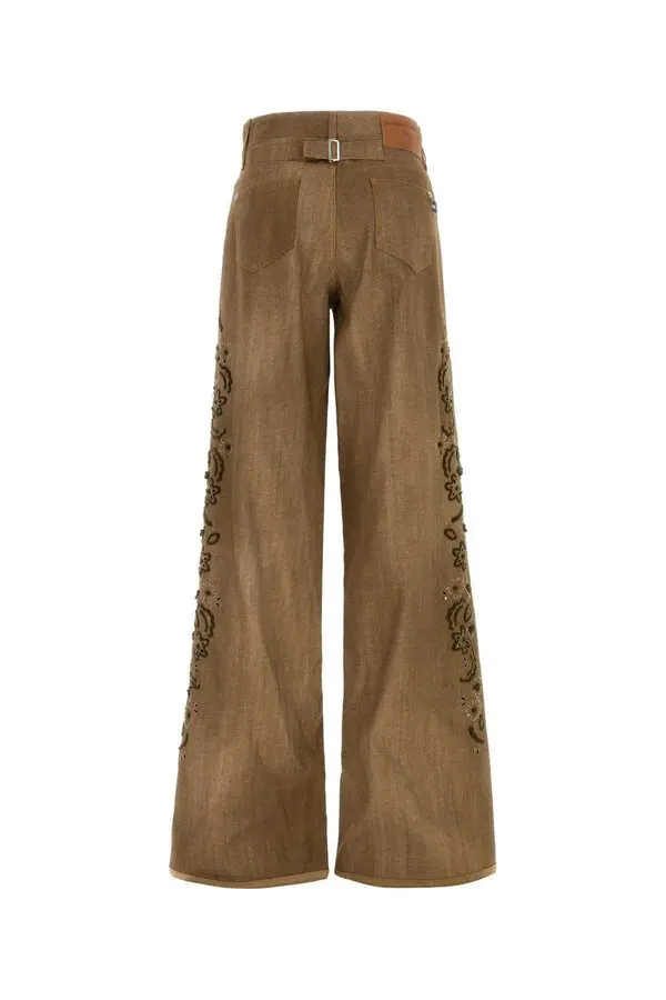 Ermanno Scervino Floral-embroidered Wide-leg Trousers - No