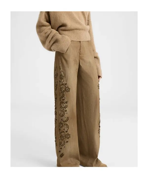 Ermanno Scervino Floral-embroidered Wide-leg Trousers - No