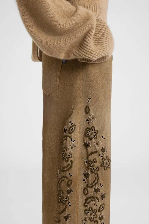 Ermanno Scervino Floral-embroidered Wide-leg Trousers - No