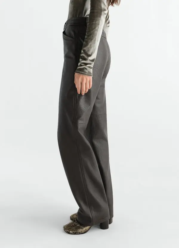 LEMAIRE Straight Pants In Glossy Leather