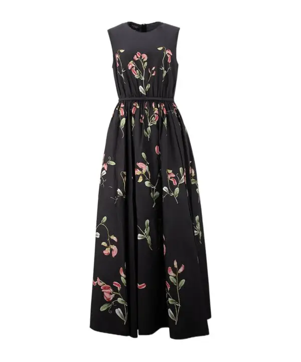 Giambattista Valli Carnation Long Sleeveless Poplin Dress
