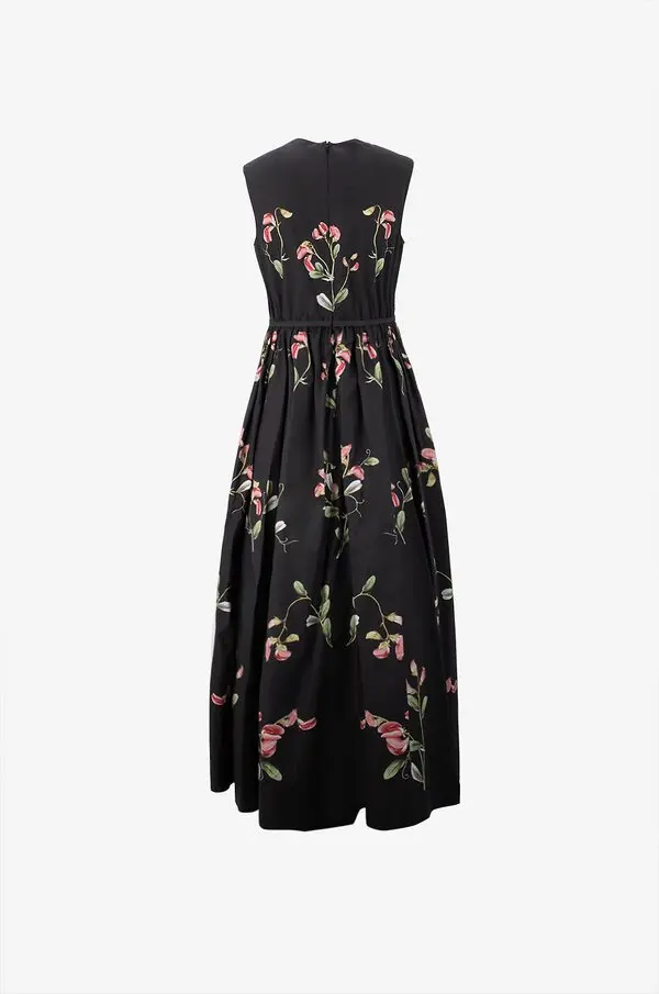 Giambattista Valli Carnation Long Sleeveless Poplin Dress