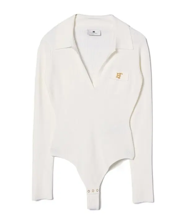Elisabetta Franchi Knit Bodysuit With Openwork Embroideries