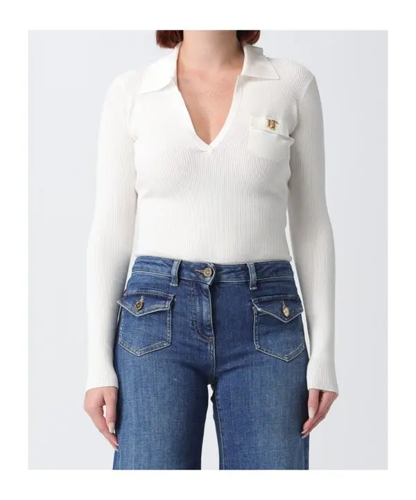 Elisabetta Franchi Knit Bodysuit With Openwork Embroideries