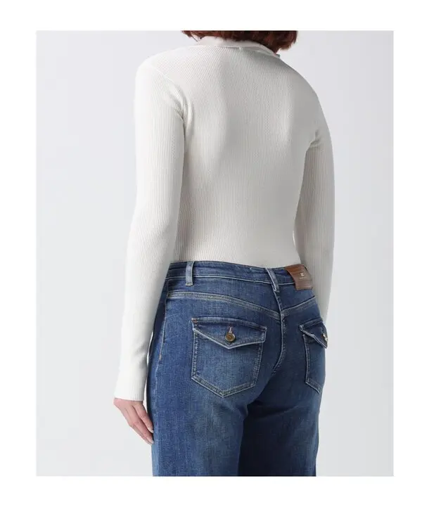 Elisabetta Franchi Knit Bodysuit With Openwork Embroideries