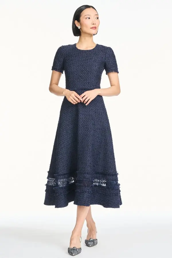Sachin & Babi Dominica Blue Tweed A-line Dress