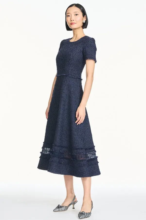 Sachin & Babi Dominica Blue Tweed A-line Dress