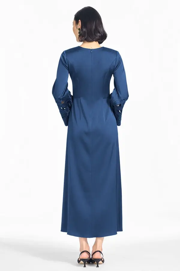 Sachin & Babi Jules Indigo Blue Crepe A-line Midi Dress