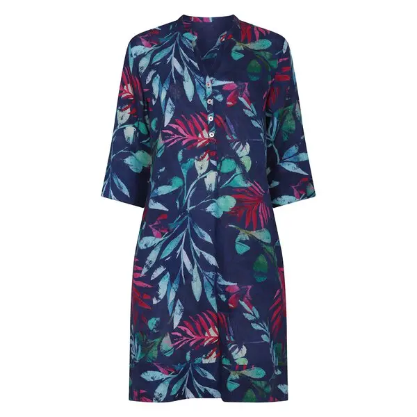 NOLOGO-CHIC Leafy Tropic Tunic Dress Navy