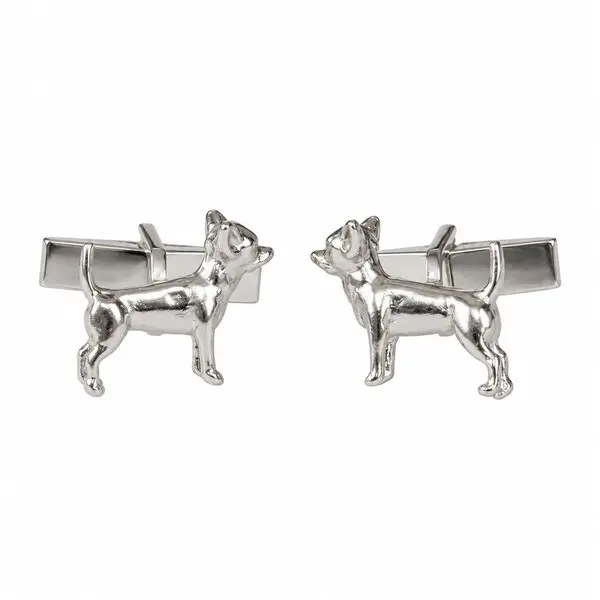 SIMON KEMP JEWELLERS Chihuahua Cufflinks In Solid Sterling Recycled - Silver