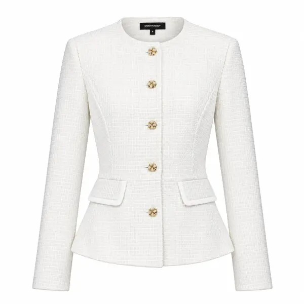 SMART AND JOY Textured Tailored Jacket With Jewelled Buttons