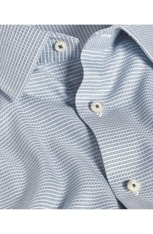 David Donahue Trim Fit Micro Dobby Dress Shirt - Green/sky