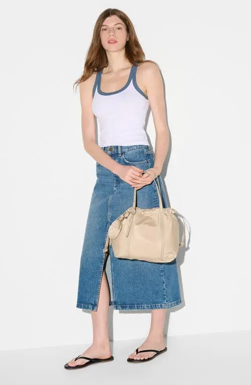 Mz Wallace Small Waverly Leather Trim Nylon Tote - Sand