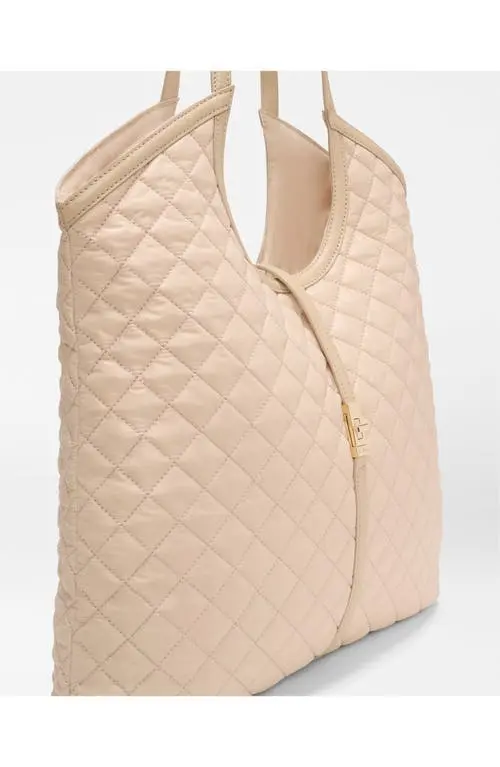 Mz Wallace Large Astor Leather Trim Quilted Nylon Tote - Sand